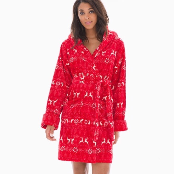 Soma | Intimates & Sleepwear | Nwt Soma Plush Hooded Cozy Festive Short ...